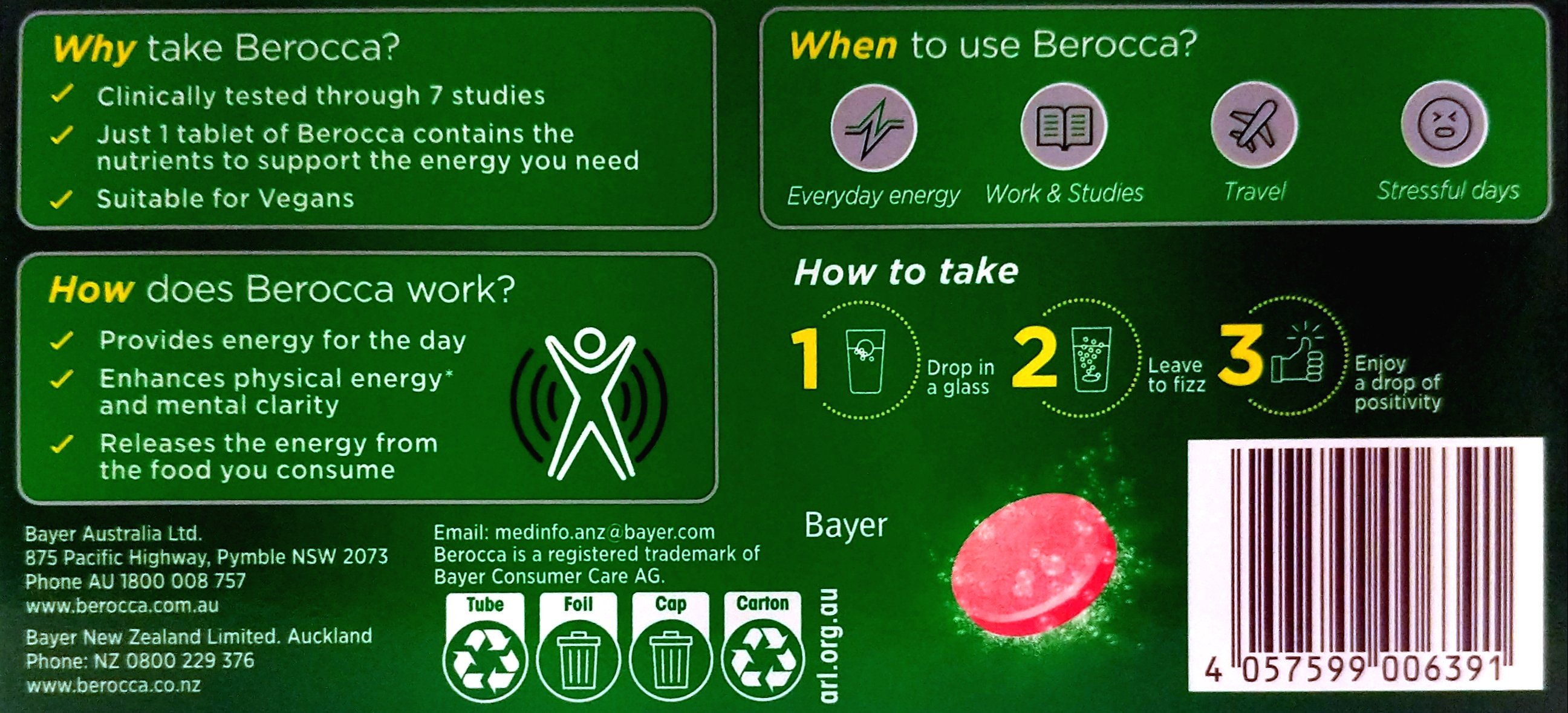 BEROCCA ENERGY ORIGINAL BERRY EFFERVESCENT TABLETS 30