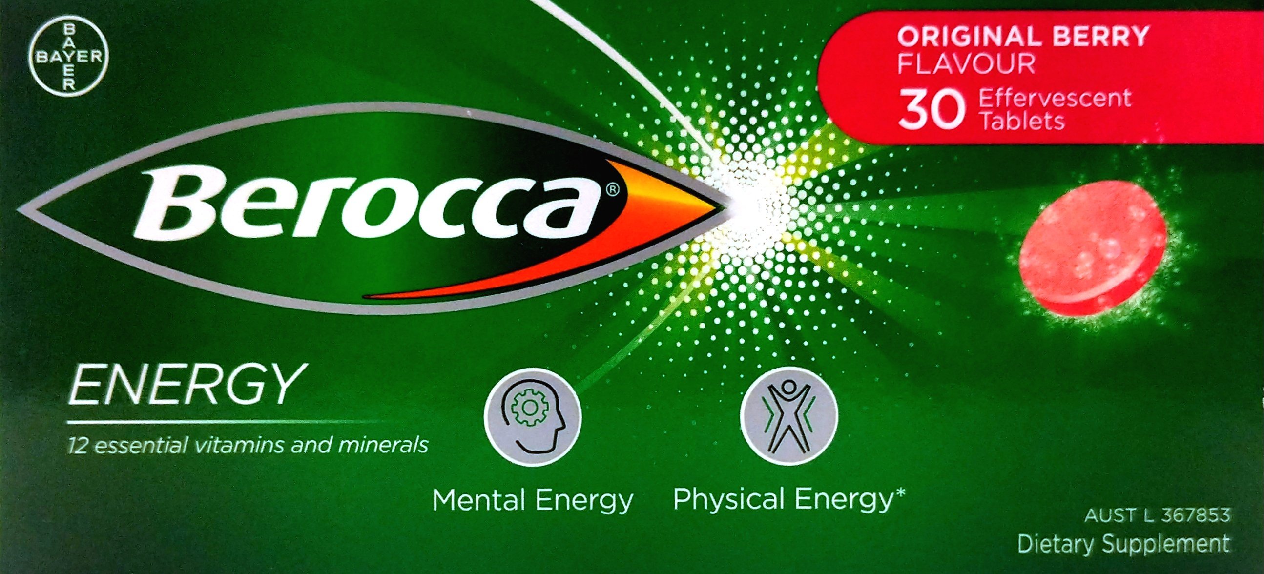 BEROCCA ENERGY ORIGINAL BERRY EFFERVESCENT TABLETS 30