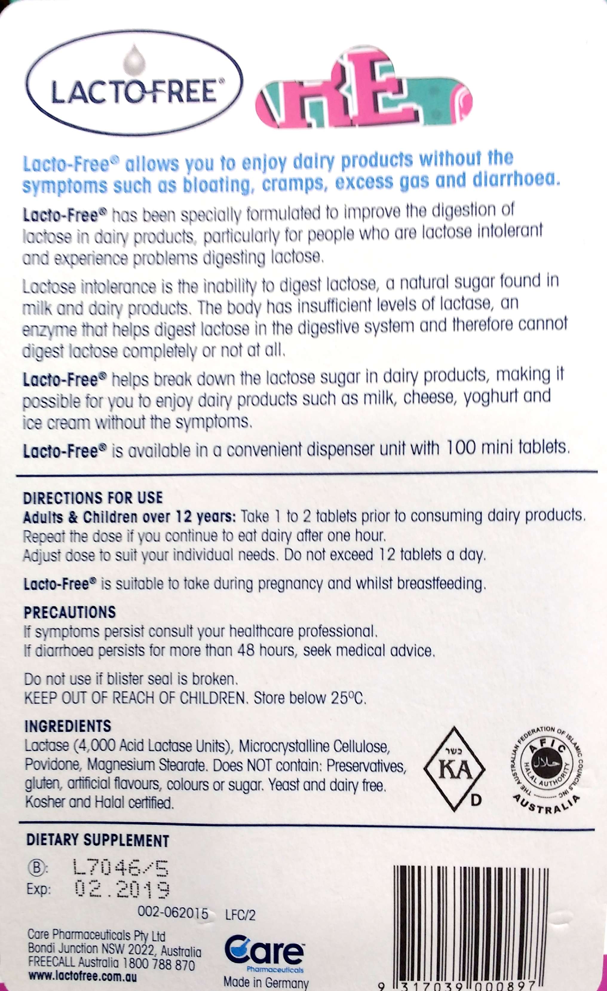 LACTO FREE TABLETS 100