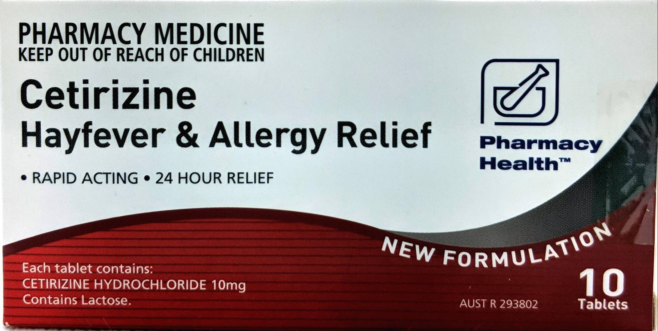 PHARMACY HEALTH CETIRIZINE 10MG 10 TABLETS S2
