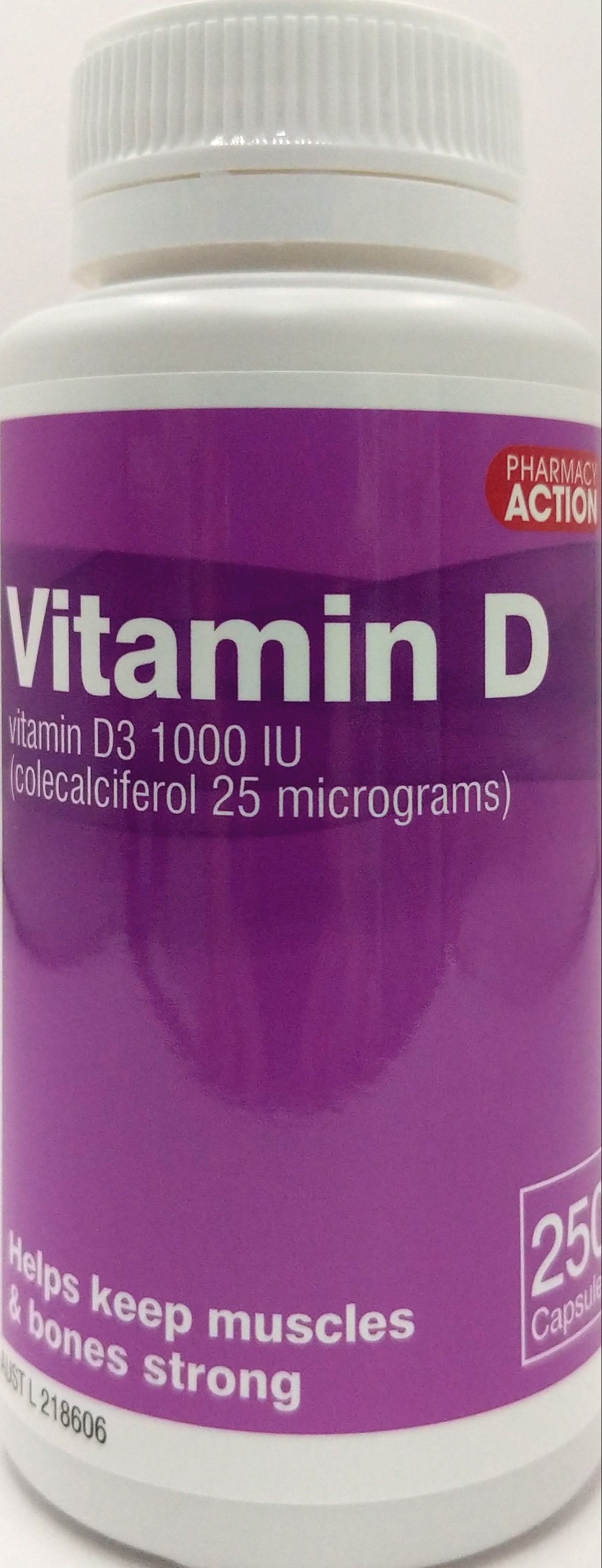 PHARMACY ACTION VITAMIN D 1000IU CAPSULES 250