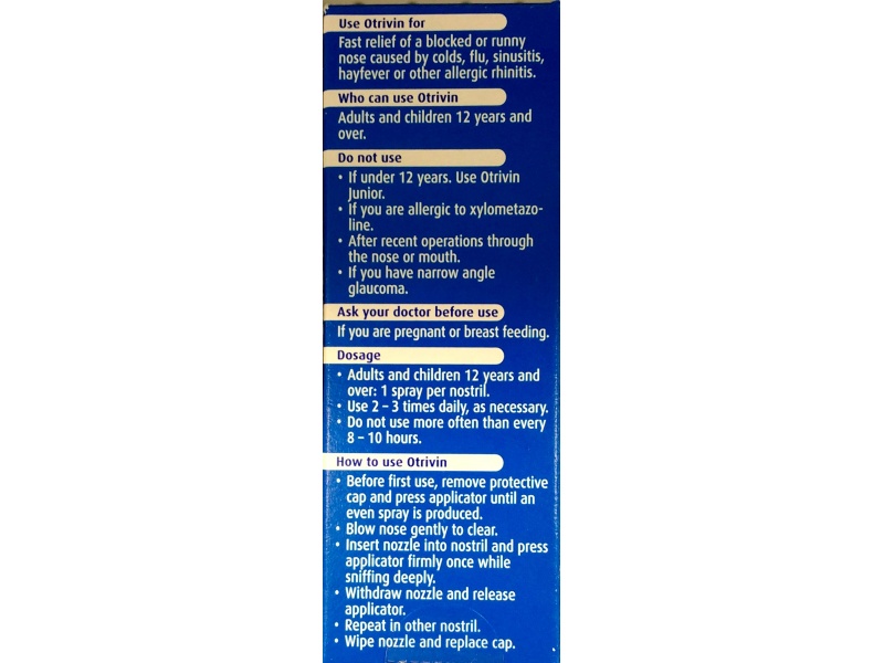 OTRIVIN MENTHOL METERED DOSE NASAL SPRAY 10ML